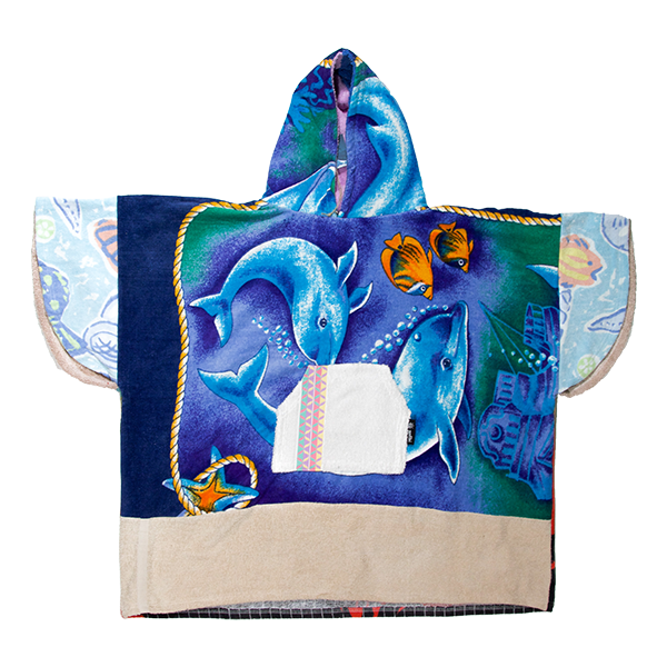 Poncho Anfibi Junior 100% Upcyclé « Flowers & Dolphins » - Modèle uniq ...